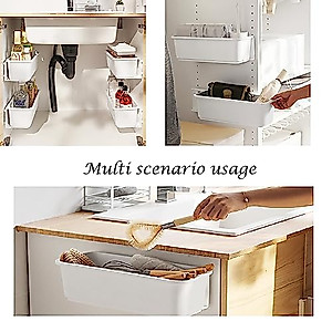 Beyuetao White Under Sink Organizer Wall Hanging 2 Pack Sliding Under Bathroom Cabinet Storage Organizer Multi-purpose Armoire Under Sink Shelf Organizer Storage for Bathroom Kitchen