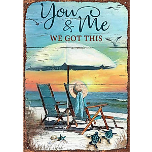 Graman Metal Vintage Tin Sign Decor-You and Me We Got This Retro Metal Tin Sign Vintage Aluminum Sign for Home Coffee Wall Decor sea Turtle Retro Art Sign 30x40cm