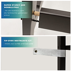 SMIBUY Bamboo Wine Rack, 28 Bottles Display Holder with Table Top, 7-Tier Free Standing Storage Shelves for Kitchen, Pantry, Cellar, Bar (Dark Brown)