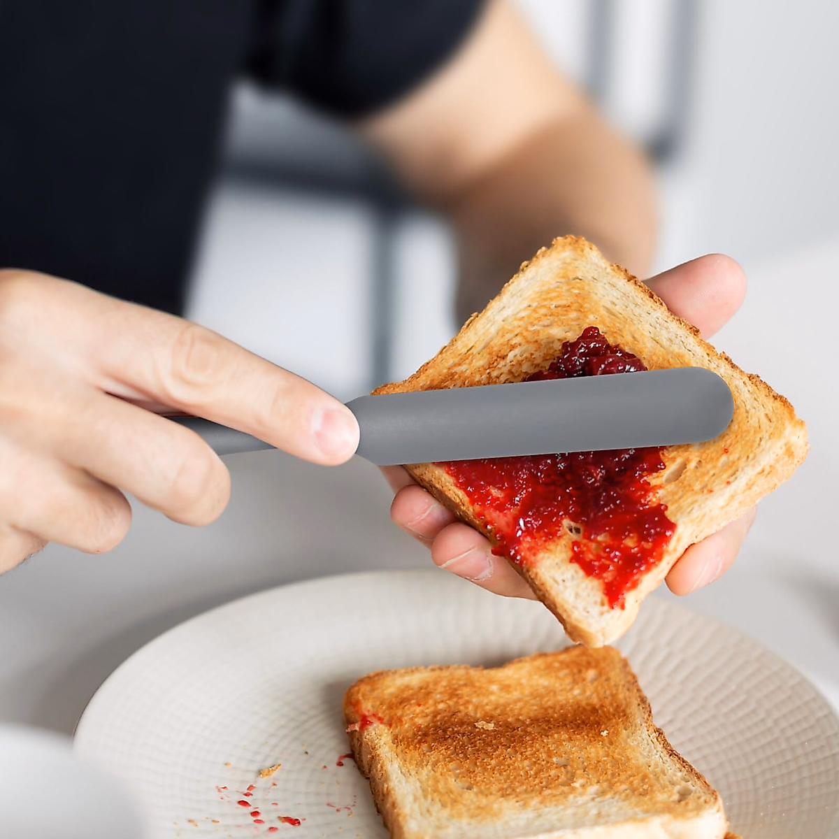 Kichvoe Baking Spatula Sourdough Starter Silicone Spatula Jar Spatulas Cake Cream Butter Spatulas Mixing Scraper Mixing Spoon Non-stick Flexible Baking Cooking Tool Grey