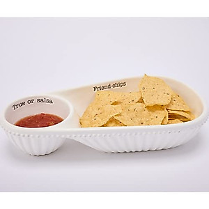 Mud Pie Circa Chip and Dip Set, White, 6.75" x 12