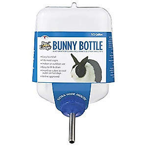 LITTLE GIANT Bunny Bottle Water Dispenser - Pet Lodge - Large Capacity Plastic Water Bottle for Rabbits, Hamsters, Guinea Pigs, Other Small Animals (64 oz.) (Item No. BB64)