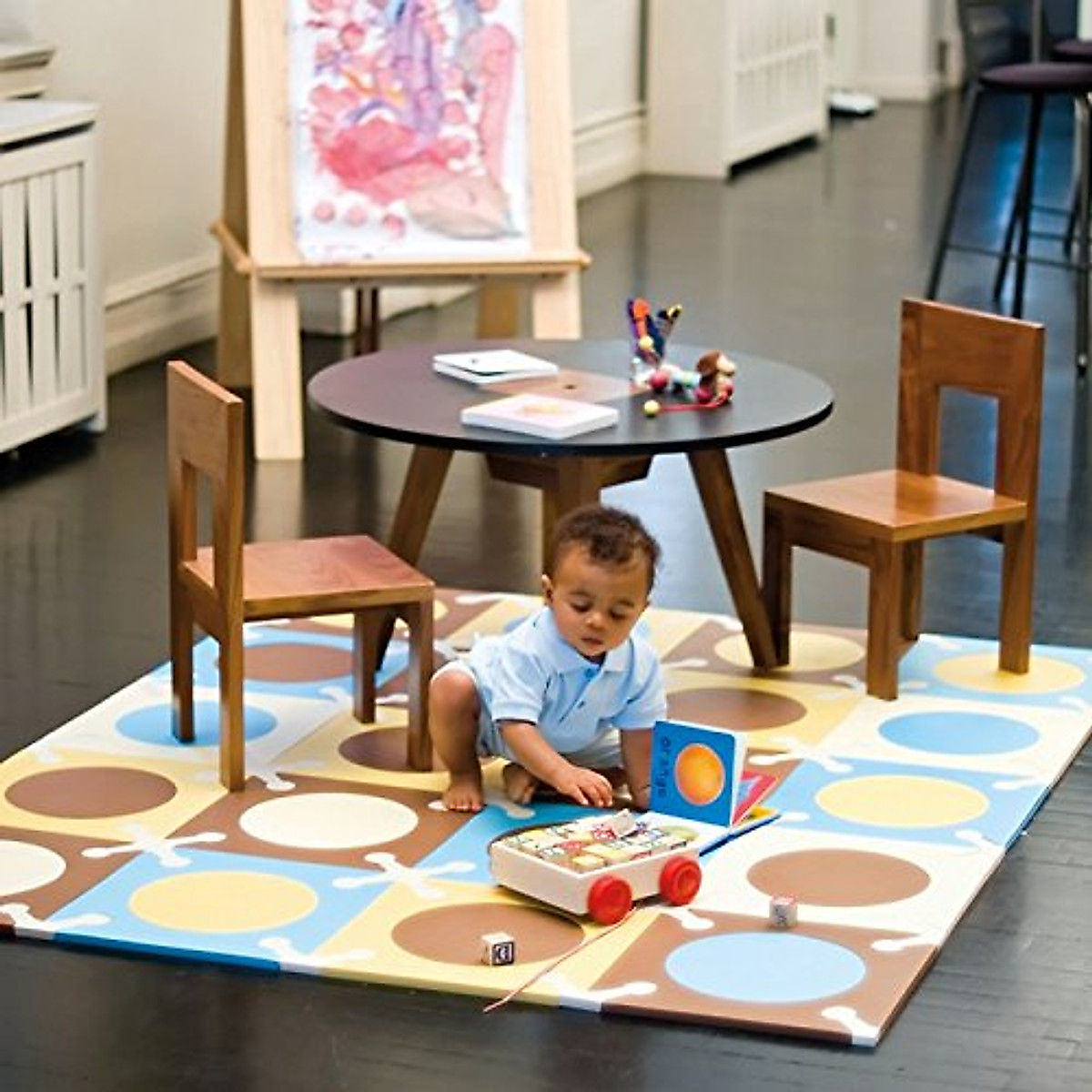 Skip Hop Baby Infant & Toddler Playmat with Interlocking Foam Floor Tiles, Blue / Gold