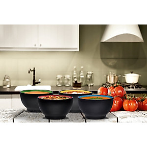 Bruntmore 20 Ounce Muti color ceramic bowls Dessert Bowls Set Of 4, 20 Oz Porcelain Dip Ice Cream Bowls, Serving Bowls,Microwave,Pasta Bowls Best for Christmas Gift