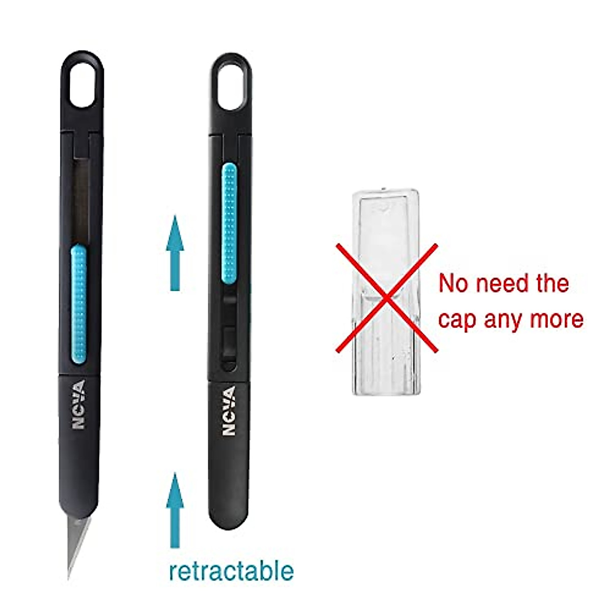 Nova Precision Craft & Hobby Knife, Premium Safety Cutter for Trimming, Vinyl Weeding and Art, Innovative Flat Design for a Better Use, Retractable #11 Fine Point Blade, Super Slim and Safe
