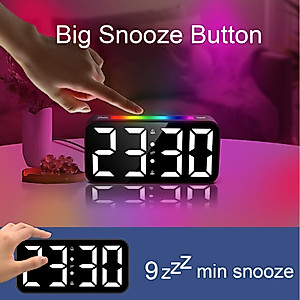 Topski Alarm Clocks for Heavy Sleepers, Vibrating Alarm Clock with Bed Shaker, Night Light, Large Display, Dimmable Loud Clock for Adults Hearing Impaired Deaf Seniors Teens (RGB)