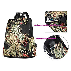 Glitter Embroidery Women Backpack Purse, Fashion Canvas Travel Anti-theft Rucksack School Shoulder Bag (Black) One_Size