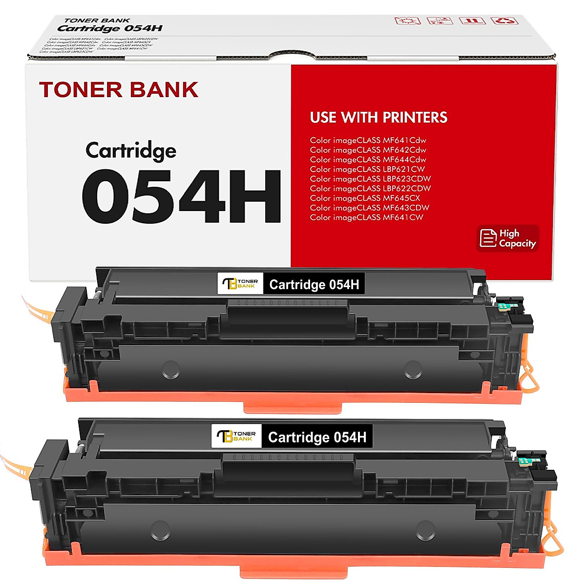 Toner Bank Compatible 054 Toner Cartridge Replacement for Canon 054H 054 CRG054H Color ImageCLASS MF644Cdw MF642Cdw LBP622Cdw MF641Cw MF644 MF642 High Yield Printer Black Ink 2-Pack