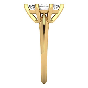 Clara Pucci 1.0 Carat Marquise Cut Custom Engraving Moissanite Engagement Wedding Bridal Everlasting Ring in 14k Yellow Gold 5 US