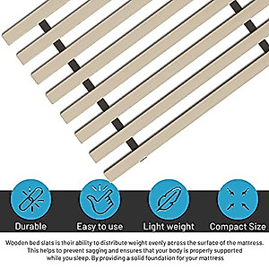 Mayton, 0.75-Inch Standard Vertical Mattress Support Wooden Bunkie Board/Slats, Queen, Beige