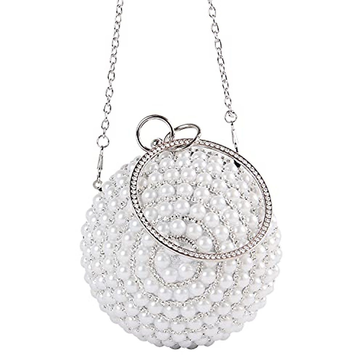 Lanpet Women Round Ball Crystal Evening Clutch Purse Tassel Wedding Party Handbags