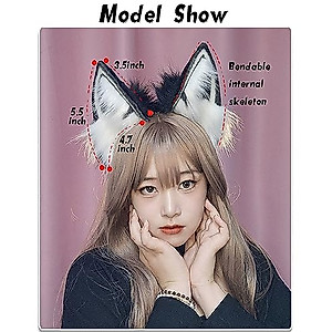fodtahee Rechargeable animal ears movable cat ears headdress props simulation electric animal ears hair bands