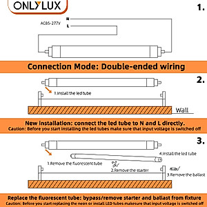 ONLYLUX 8 Foot Led Lights, T8 96" 45Watt FA8 Single Pin LED Shop Lights 5850LM, Ballast Bypass, 6000k, F96 8ft Led Bulbs Fluorescent Replacement,Workshop, Warehouse, Clear Cover(12 Pack)