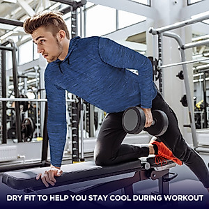 Long Sleeve Workout Shirts for Men 4 Pack Moisture Wicking Dry Fit for Running Sports and Gym Fitness, Size Medium, Black/Red/Royal Marled