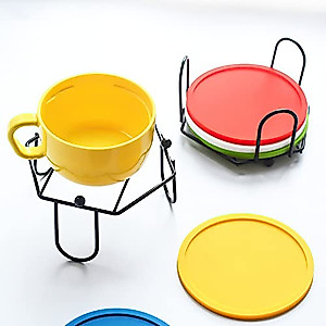 Kingrol 6 Pack Metal Coaster Holders, Coaster Stands for 4-Inch Round and Square Coasters, Hold 4 to 6 Coasters, Black