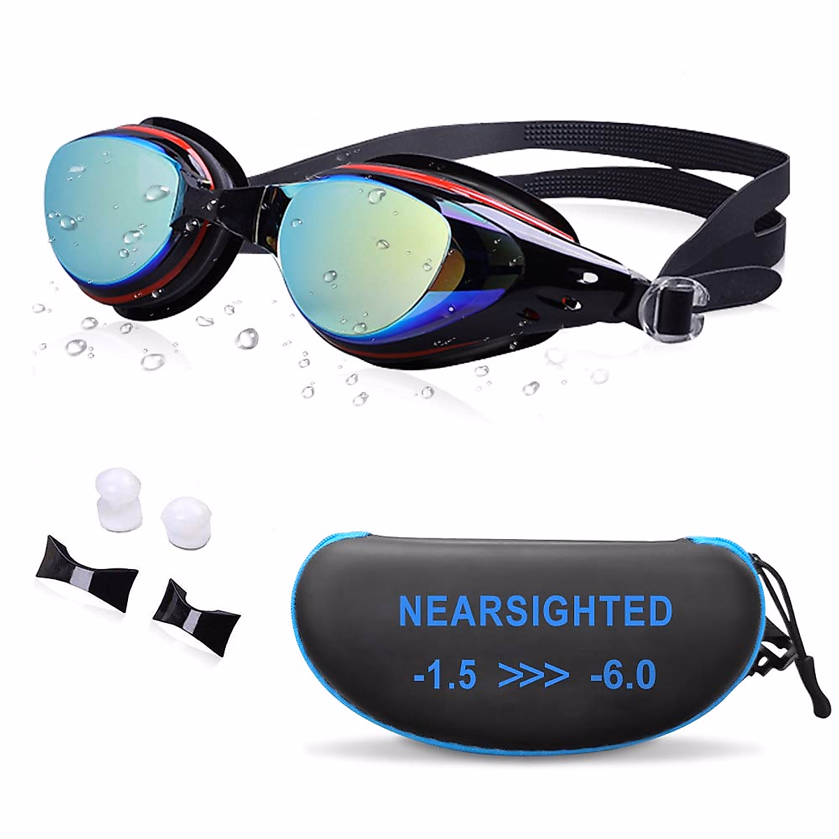 AIKOTOO Nearsighted Swimming Goggles Anti-fog