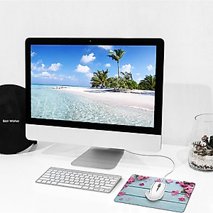 Mouse Pad, Square Mousepad, Non-Slip Rubber Base Mouse Mat, Waterproof Gaming Mouse Pad for Wireless Mouse, Computers, Laptop, Office, Home (Flower Petals on The Table)