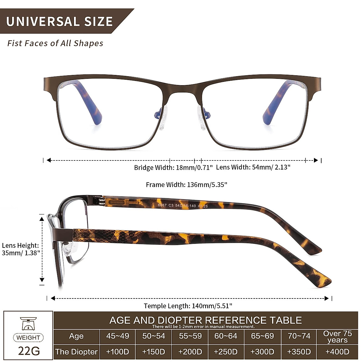 Kafirlo Progressive Multifocal Reading Glasses Men No Line Multifocus Transition Blue Light Blocking Computer Reader Multi Focus Metal Full Wide Frame Spring Hinge Designer Magnifying Eyeglasses 1.25