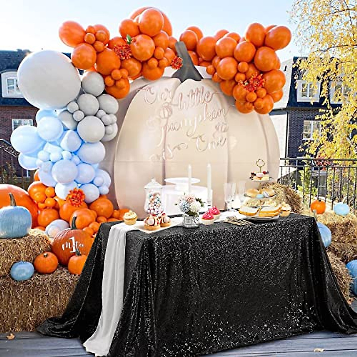 QueenDream Sequin Tablecloth 60x102 Inch Black Tablelcoth Wedding Glitter Tablecloth for Birthday Party Graduation Decor