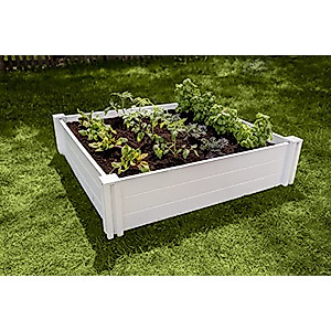 Vita Classic 4'X4'x11 Vinyl Raised, White VT17108 x 4ft Modular Garden Bed, 11" H