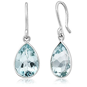 Gem Stone King 925 Sterling Silver Swiss Blue Topaz Earrings | 6.00 Cttw | Pear Shaped 12X9MM | Gemstone Birthstone | Drop Dangle Teardrop Earrings for Women