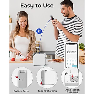 Vixic Label Maker Machine with Tape-Value Bundle includes 4 Label Tapes,D1600 Bluetooth Label Printer, Small Smart Handheld Sticker Mini Labeler, Inkless Rechargeable for Office Home School,Grey