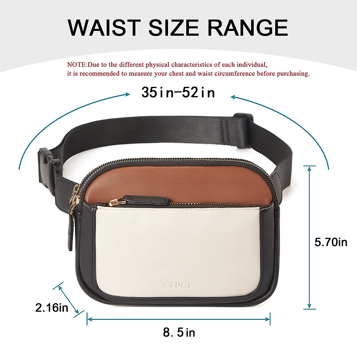 CLUCI Belt Bag for Women, Mini Everywhere Crossbody Waist Bag Adjustable Strap, Vegan Leather Women's Fanny Pack