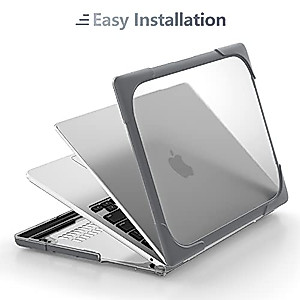 Batianda for MacBook Pro 13 inch Case 2022 2020 Release A2338 M2 M1 A2289 A2251, Heavy Duty Plastic Hard Shell Cover with Fold Kickstand Shockproof Function for New MacBook Pro 13-inch Touch Bar, Grey