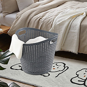 Gainhope 6 Pack 30 L Plastic Large Storage Basket, Laundry Basket with Cutout Handles, Plastic Laundry Hamper, Gray