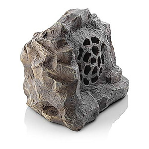 Alpine Corporation - Waterproof Bluetooth Solar-Powered Outdoor Wireless Rock Speaker – 50 Foot Range - Weatherproof, High-Fidelity Sound, Energy Efficient Solar Charging, Portable Audio System (Gray)