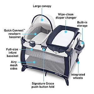 Graco Pack 'n Play Quick Connect Portable Bassinet Playard, Alex