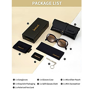Zeelool Retro Oval Sunglasses for Women Polarized UV400 Protection 90s Sunglasses Vintage Shades