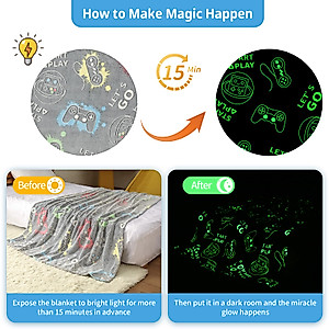 Anowpo Glow in The Dark Blanket Game Controller Gifts for Boys,Soft Kids Throw Gamer Blanket 3 4 5 6 7 8 9 10 11 12 Year Old Boy Gifts,Gifts for Boys 8-12,Easter Birthday Valentines Day Gifts,50"x60"