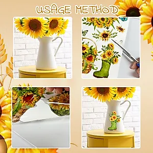 Cieovo 9 Sheets Sunflower Stickers Rub on Transfers Stickers Vintage Furniture Flowers Rub on Transfers Stickers Decal for Home Office Paper Wood Furniture Arts DIY Craft
