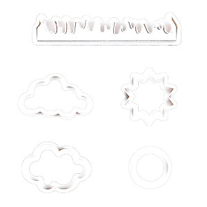 Serduobi 10 Pcs Cloud Cookie Cutters Cloud Cutters Set Sun Baking Molding Grass Cake Decorating Mini Sun Cutters for DIY Cake Fondant Decorating