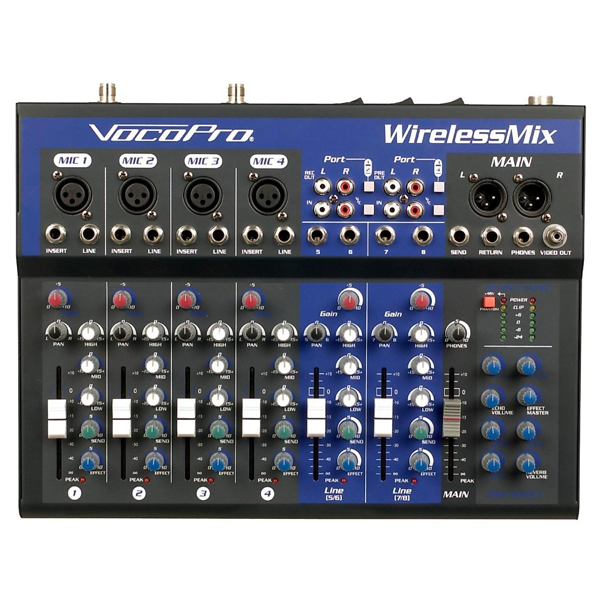 VOCOPRO WirelessMix-2 All-In-One Live Sound / Karaoke Mixer with 2 UHF Wireless Mics & SD Audio Recorder