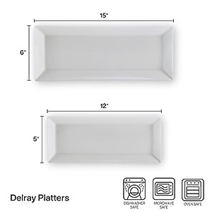 Mikasa Delray Chip Resistant Set of 2 Platter Serving Tray, 12 and 15 inch, White