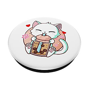 Cat Boba Tea Bubble Tea Kawaii Anime Japanese Neko Girl Teen PopSockets Swappable PopGrip
