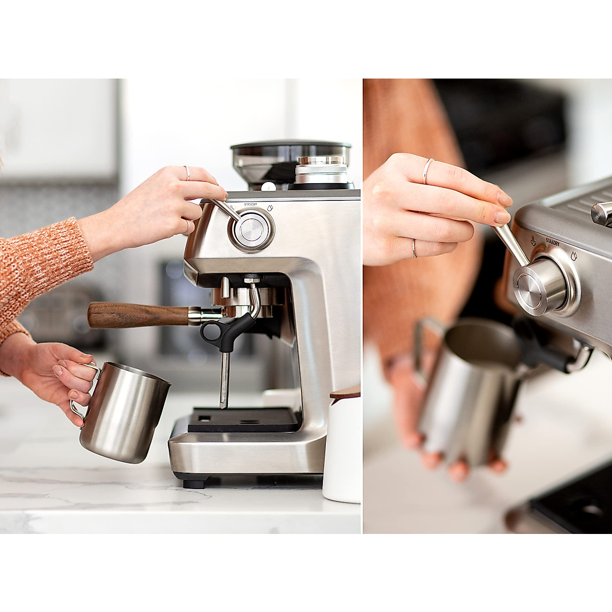 CREMA COFFEE PRODUCTS | Replacement Steam Lever for Breville Espresso Machines | Brushed Silver | Fits the Barista Express, Infuser, Barista Pro