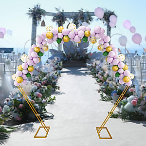 PIAOCAIYIN Hexagon Wedding Arch, 2.2m Metal Frame Backdrop Stand, Gold Backdrop Stand, Garden Arbors for Wedding, Hexagon Arch Display Rack for Party Decorations -Base Size 21.65 * 9.84inch