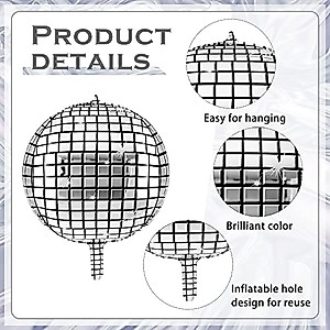 30 Pcs Disco Ball Balloons 32" 22" 10" 4D Disco Balloons 70s Disco Party Decorations Round Metallic Silver Disco Foil Balloons Mirror Disco Balloons for Disco Dance Party Birthday Wedding Supplies