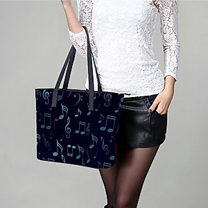 Womens Handbag Music Notes And Treble Clef Leather Tote Bag Top Handle Satchel Bags For Lady