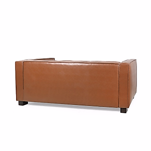 Christopher Knight Home Goyette Sofas, Cognac Brown + Dark Walnut