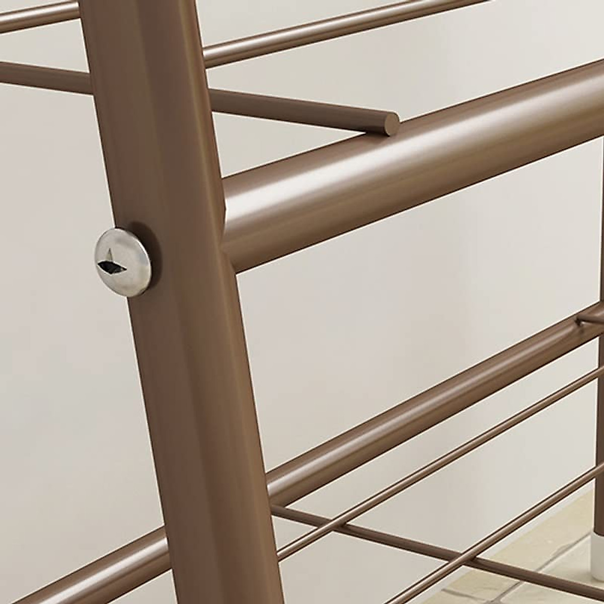 TJLSS Metal Coat Rack Floor Standing Drying Rail Simple Storage Shelf Folding Indoor Balcony Clothes Hanger Rack