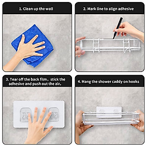 TONLEA Shower Shelves for Inside Shower,2 Pack Shower Caddy Suction Cup,Adhesive Shower Caddy with Large Capacity,Bathroom Shower Organizer Durable,Shower Storage Rack Basket Organization(White)