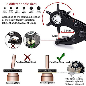 Leather Hole Punch Tool Set, Belt Hole Puncher Kit, Professional Puncher for Belt, Saddle, Dog Collars, Watch Strap, Shoe, Fabric, Paper, Craft Projects, Easily Punches Perfect Round Holes