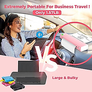 Portable Printers Wireless for Travel - Bluetooth Thermal Mobile Printer Portable - M08F Portable Wireless Printer Support 8.5" X 11" US Letter, Small Portable Printer for Laptop & Phone, Office,Pink