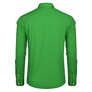Coofandy Men's Fashion Slim Fit Dress Shirt Casual Shirt, 01-green, Medium