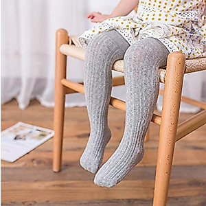Kaariss 3 Pairs Infant Baby Toddler Girls Tights Toddler Knit Cotton Leggings