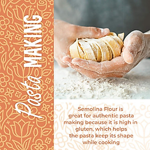 Semolina Flour 2lbs / 32oz, Fine Semolina Flour for Pasta, Pizza Dough, Cake Flour and Bread Flour, 100% Fine Ground All-Natural Durum Wheat From CANADA.